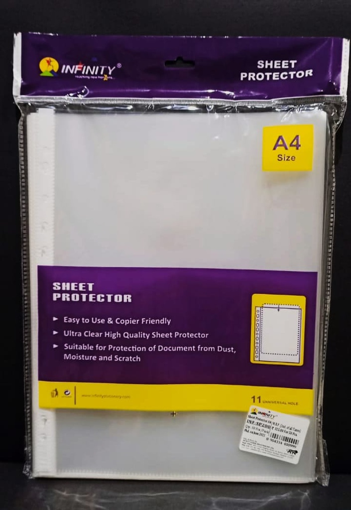 Infinity Sheet Protector 200 Micron A4-Pack Of 50 | SHRI LALSHAH PAPERS ...